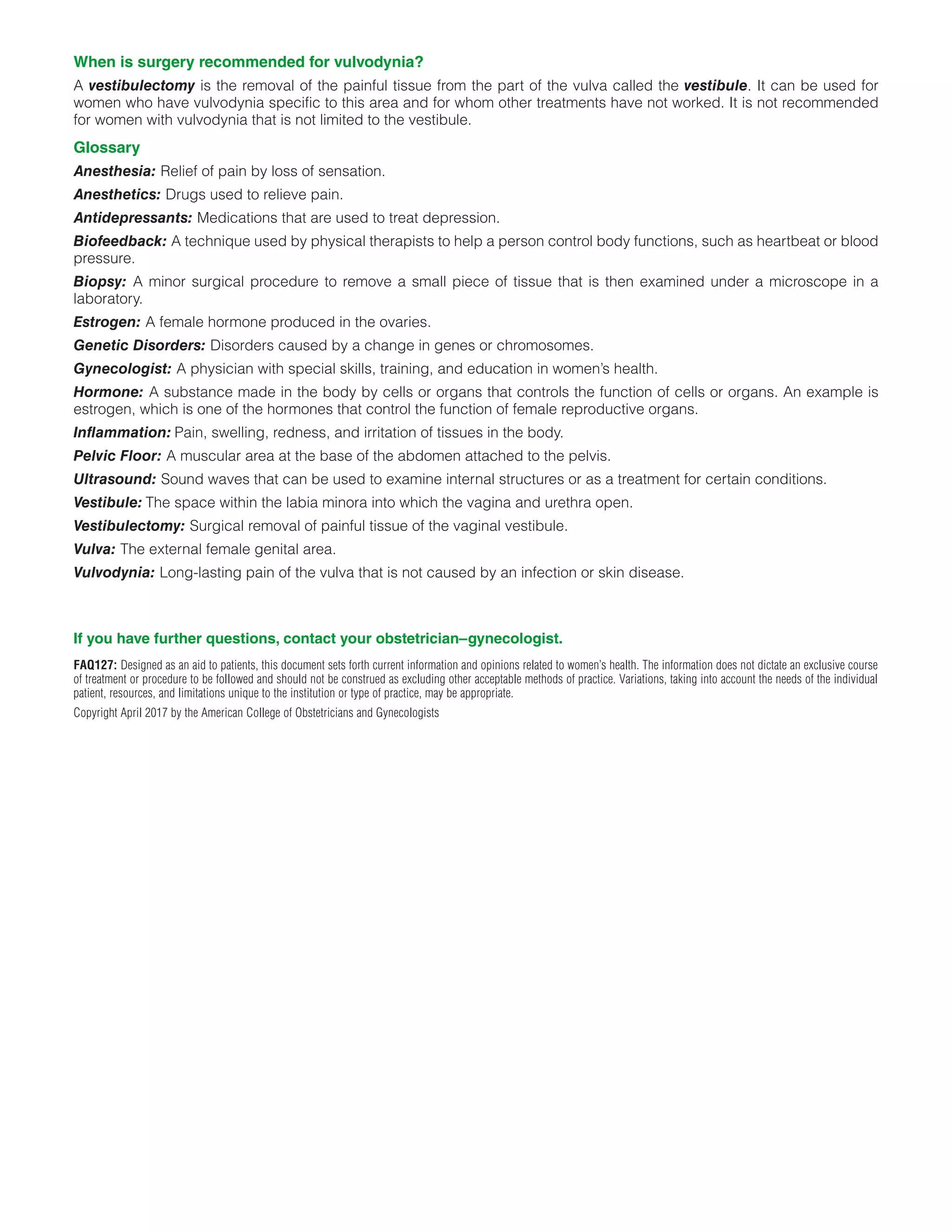 Acog vulvodinia | PDF