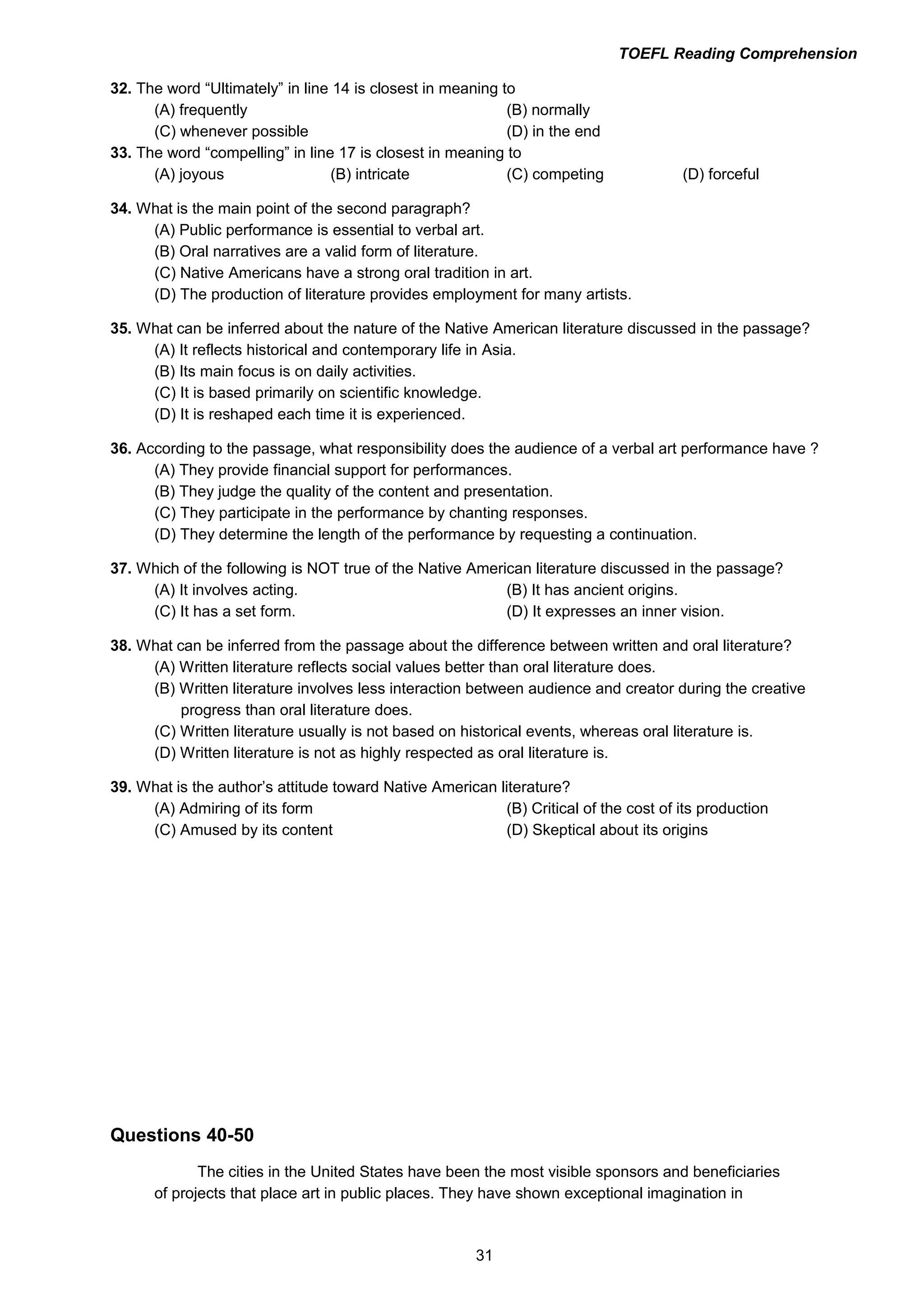 A colection of TOEFL reading comprehension - Part 1 | DOC