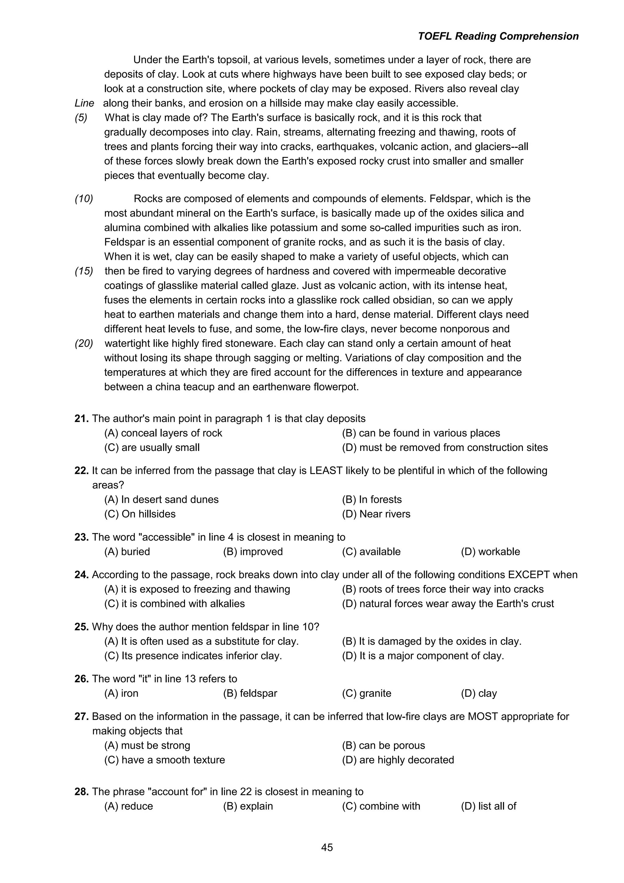 A colection of TOEFL reading comprehension - Part 1 | DOC