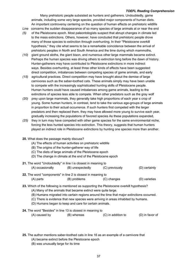 A colection of TOEFL reading comprehension - Part 1 | PDF
