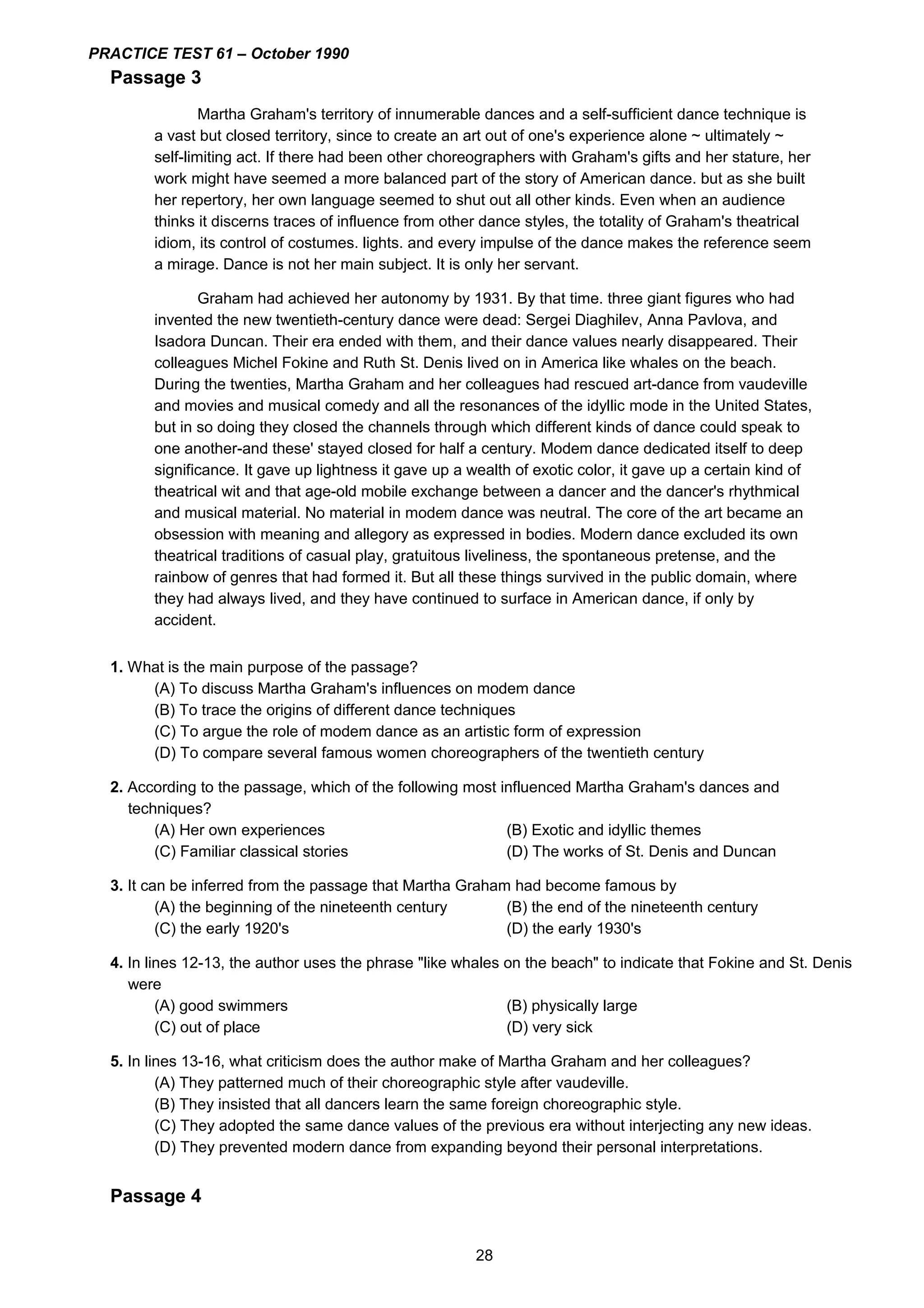 A colection of toefl reading comprehension 4 (1) | DOC | Standardized ...