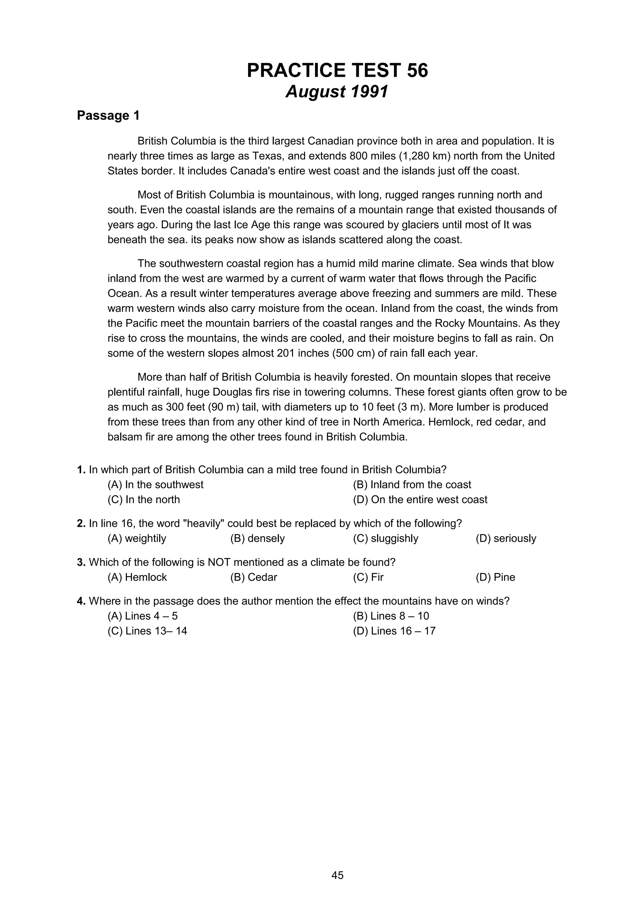 A colection of toefl reading comprehension 4 (1) | DOC