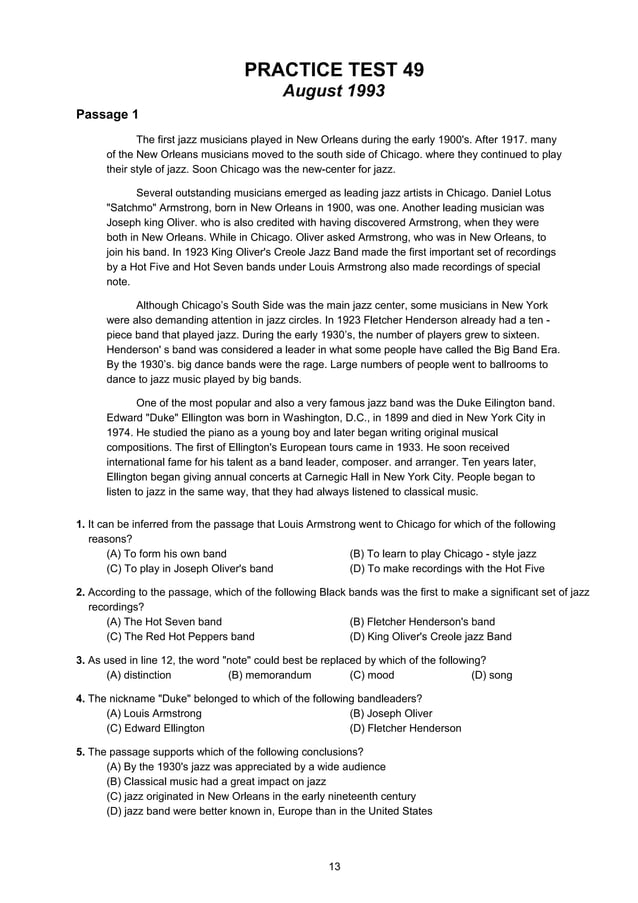 A colection of toefl reading comprehension 4 (1) | DOC | Standardized ...