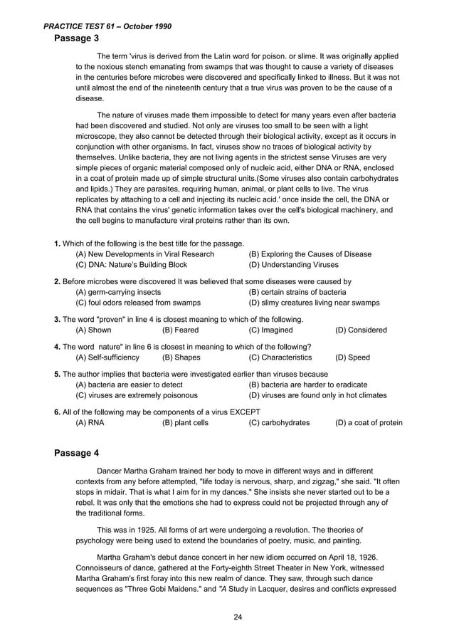 A colection of toefl reading comprehension 4 (1) | DOC | Standardized ...