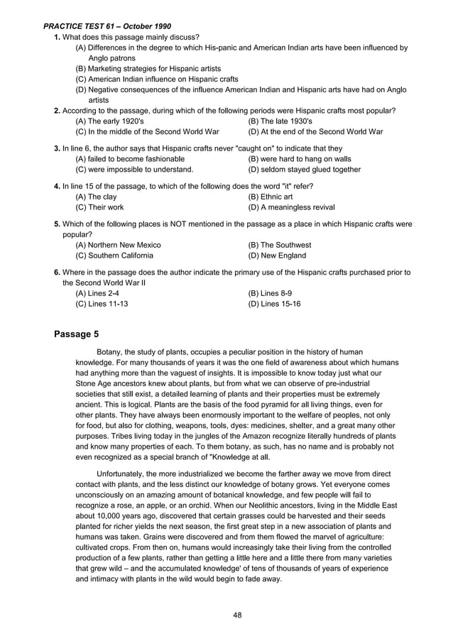A colection of toefl reading comprehension 4 (1) | DOC | Standardized ...