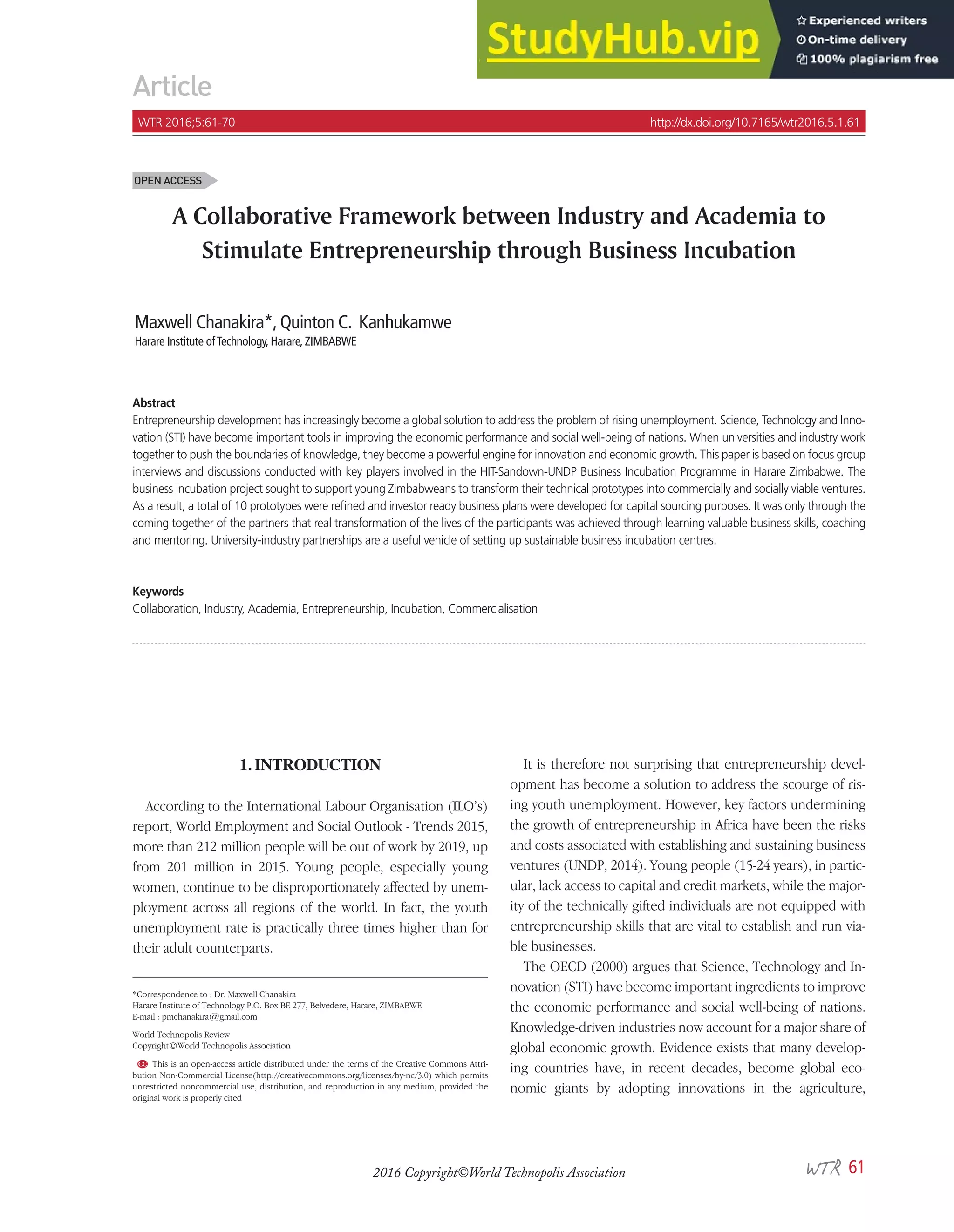 A Collaborative Framework Between Industry And Academia To Stimulate ...