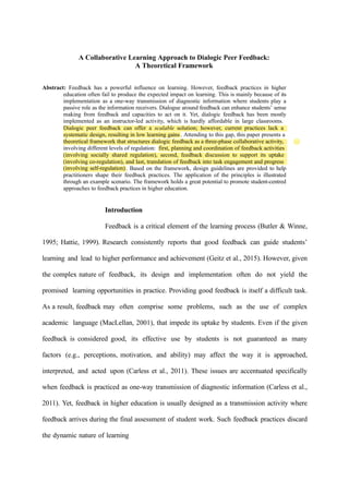 A collaborative learning approach to dialogic peer feedback a ...