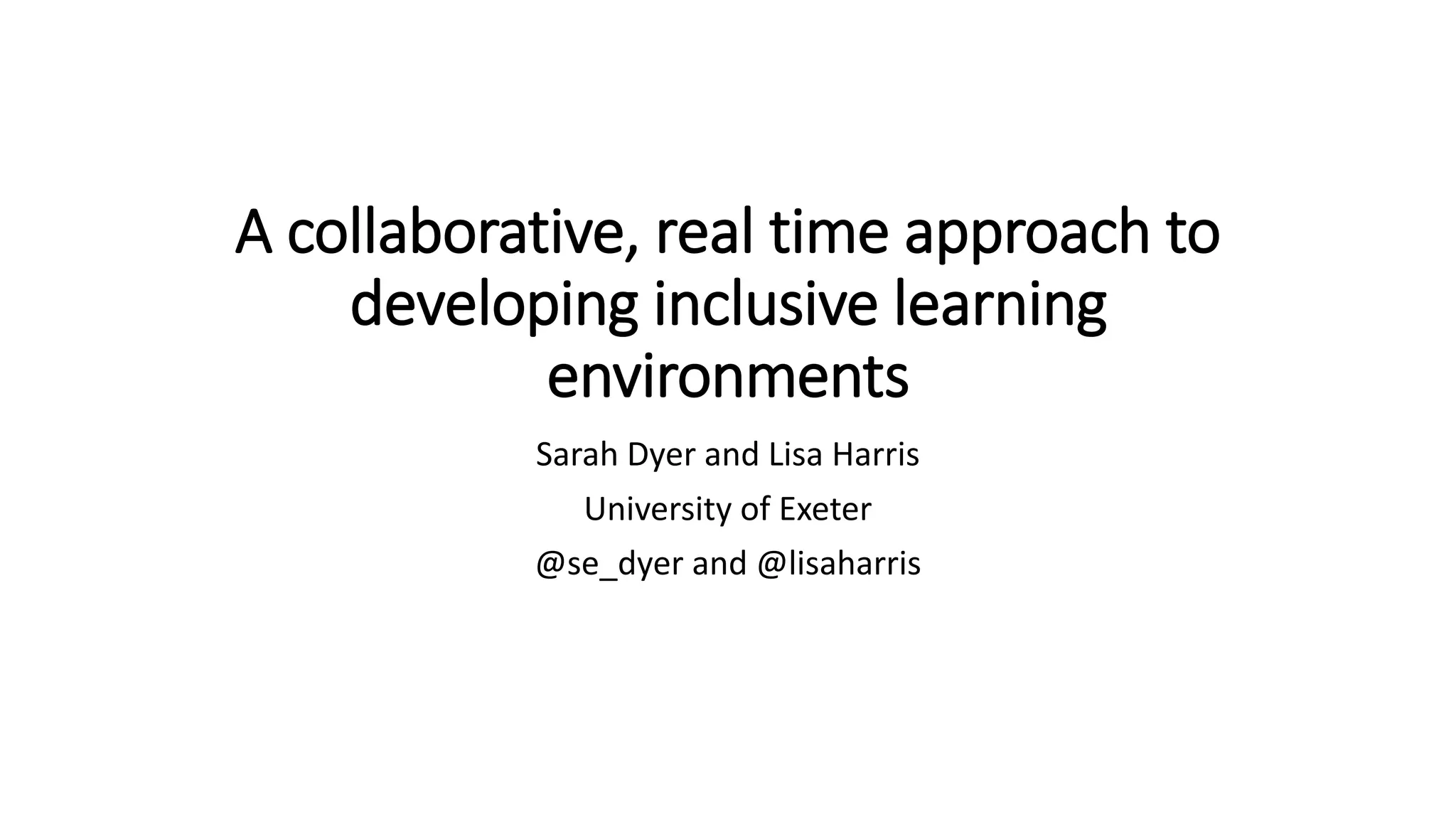 Developing Inclusive Learning Environments Ppt