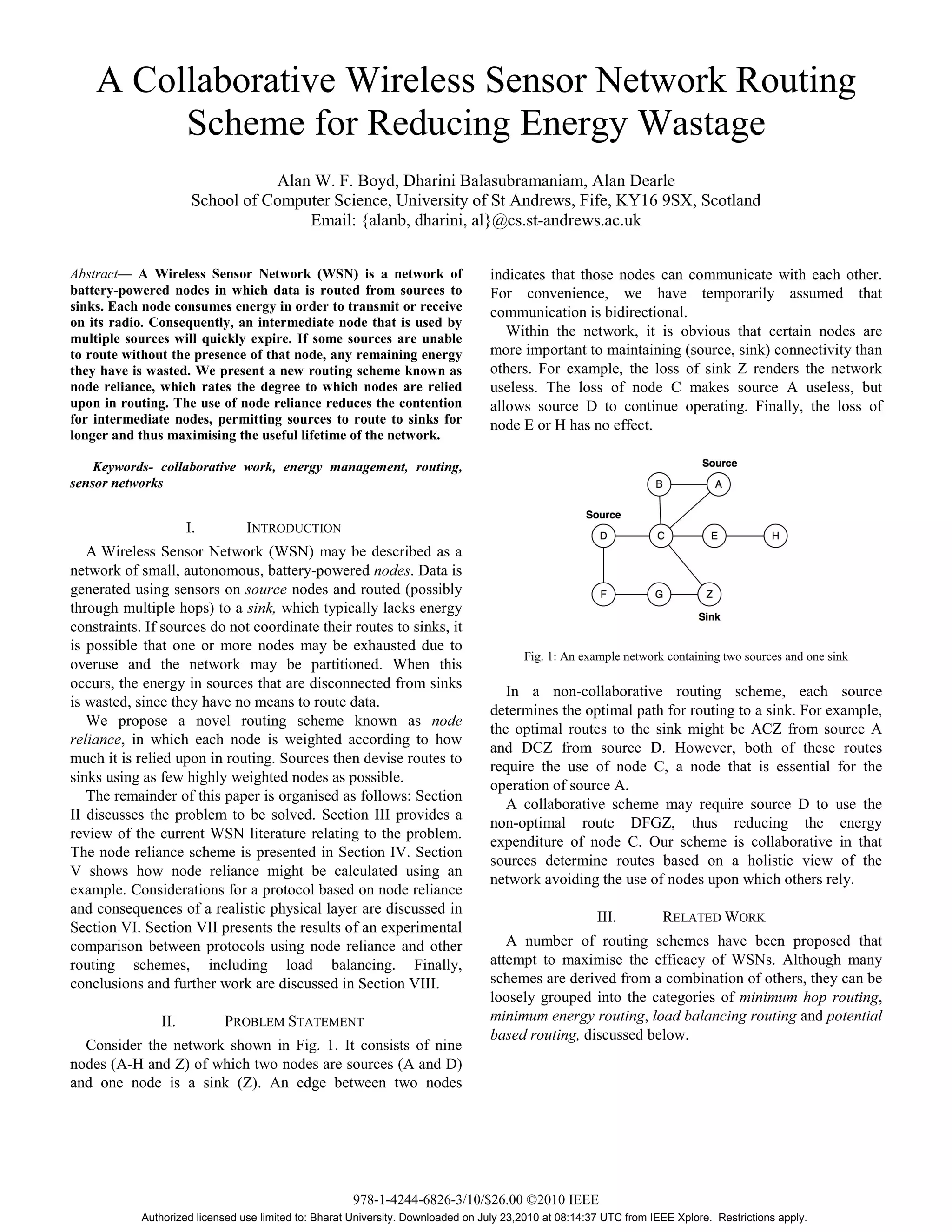 A Collaborative Wireless Sensor Network Routing Pdf Internet Of Things Internet