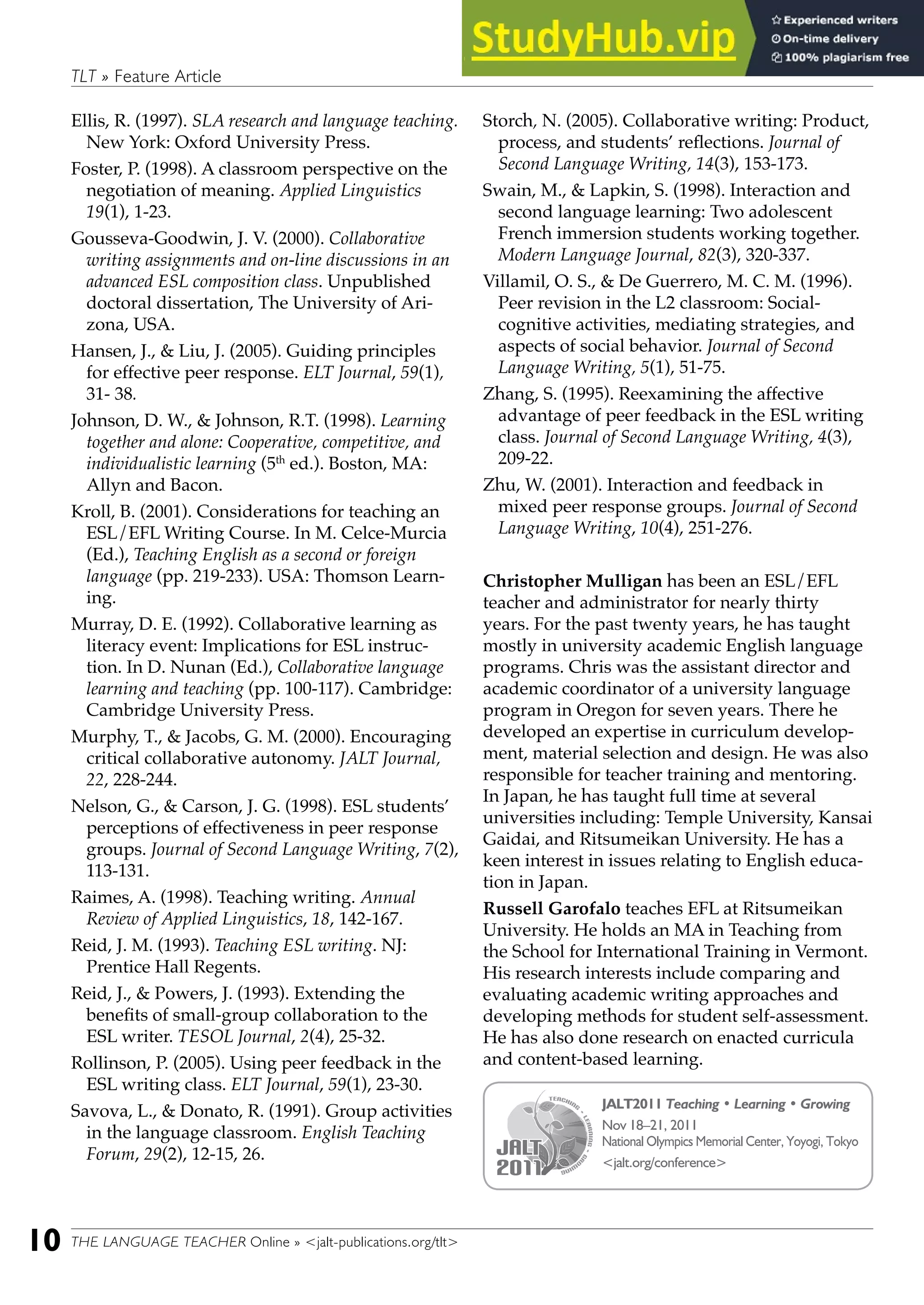 A Collaborative Writing Approach Methodology And Student Assessment | PDF