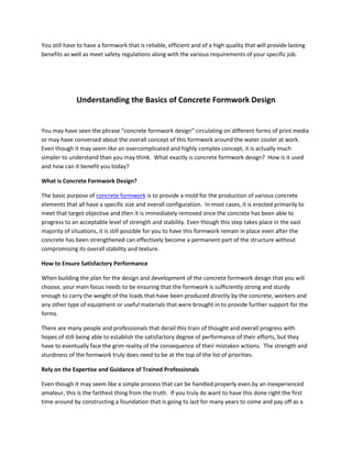 A collection of articles on concrete formwork design and construction | PDF