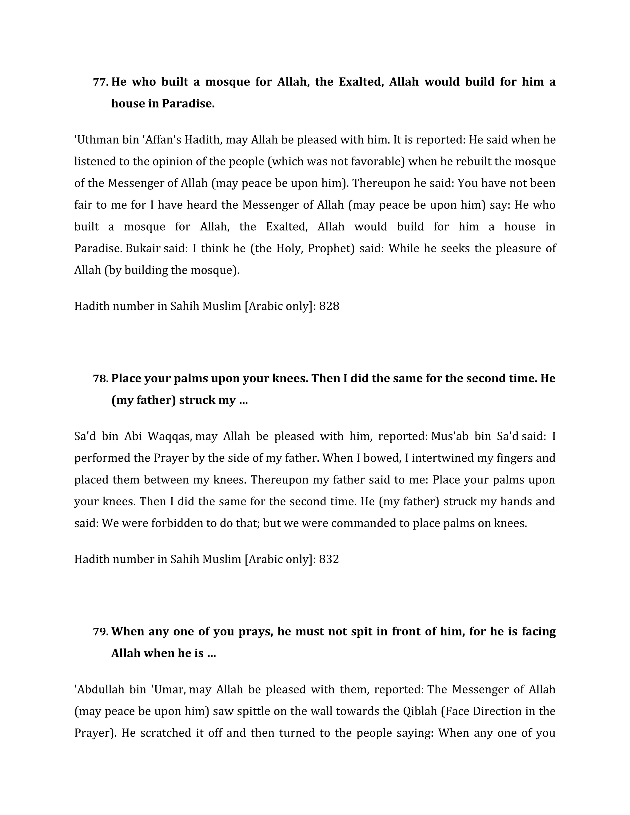 A Collection of Mutawatir (Mass transmitted/most authentic) Hadith ...