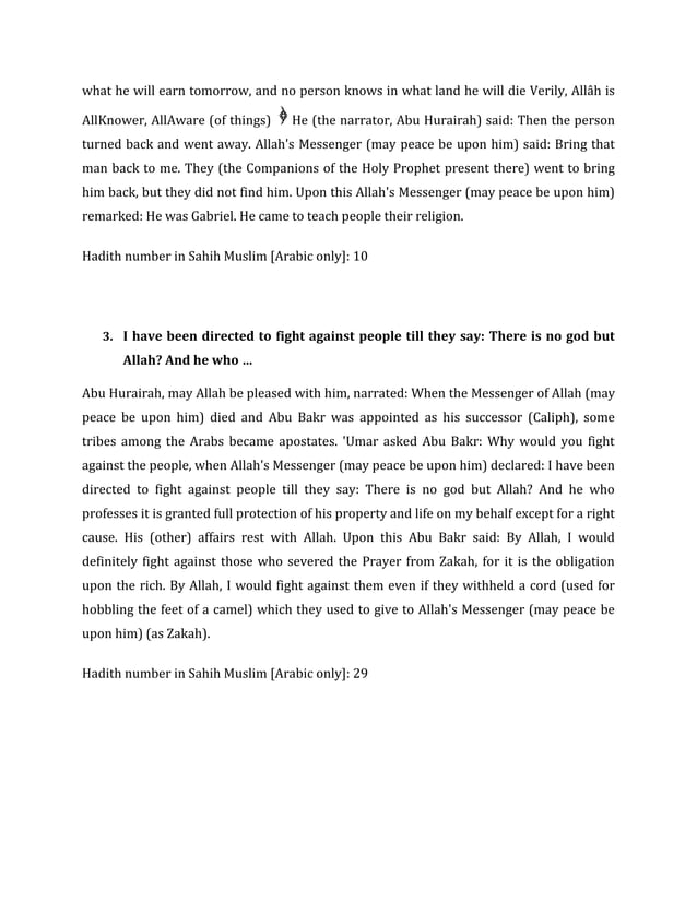 A Collection of Mutawatir (Mass transmitted/most authentic) Hadith ...