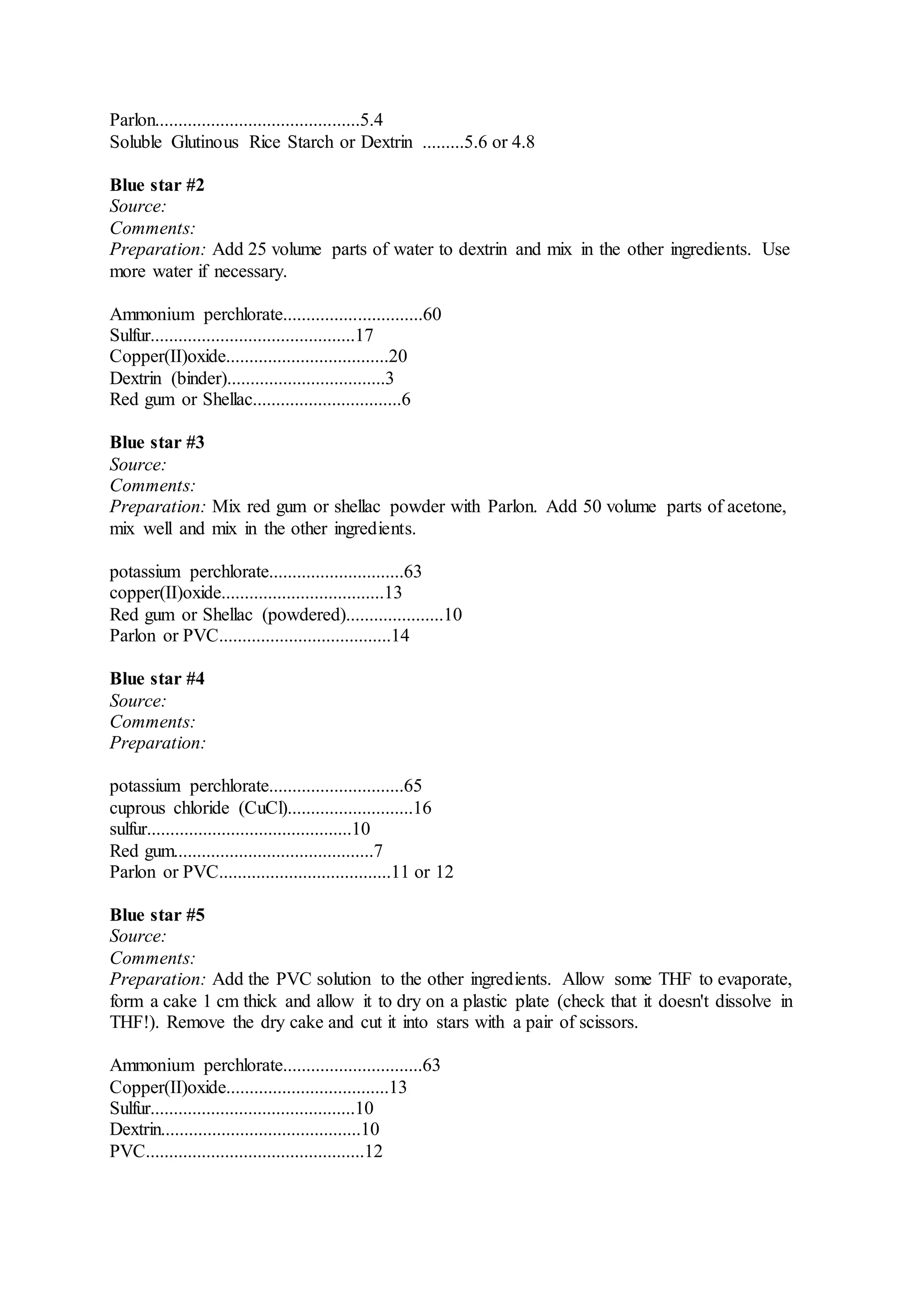 A collection of pyrotechnic compositions | DOC | Chemistry | Science