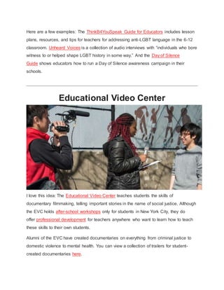 A collection of resources for teaching social justice | DOCX