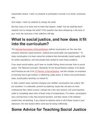 A collection of resources for teaching social justice | DOCX