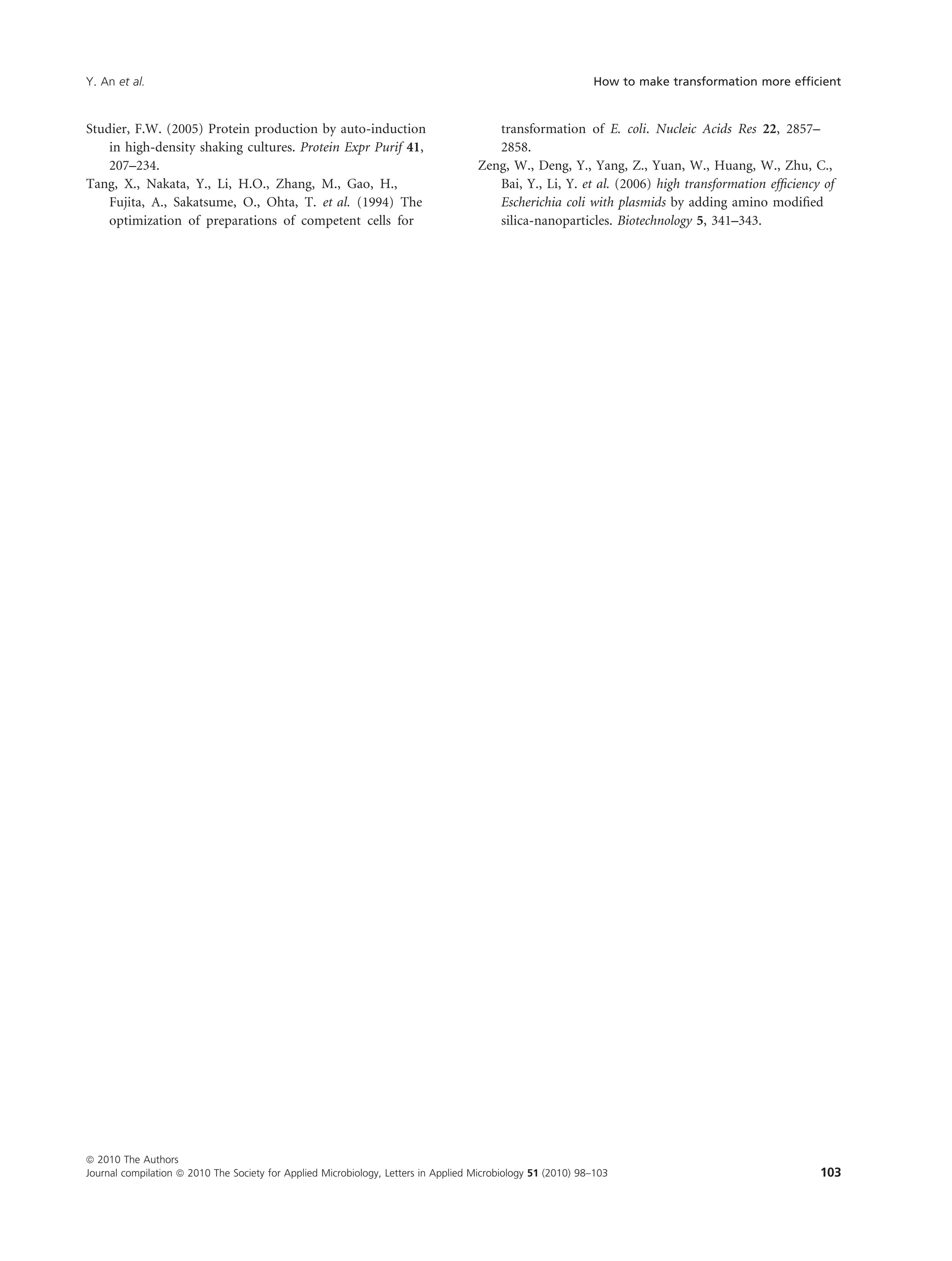 A colony to-lawn method for efficient transformation of escherichia coli | PDF