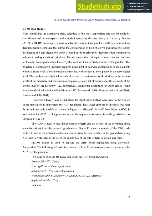 A COM-Based Spatial Decision Support System For Industrial Site Selection | PDF