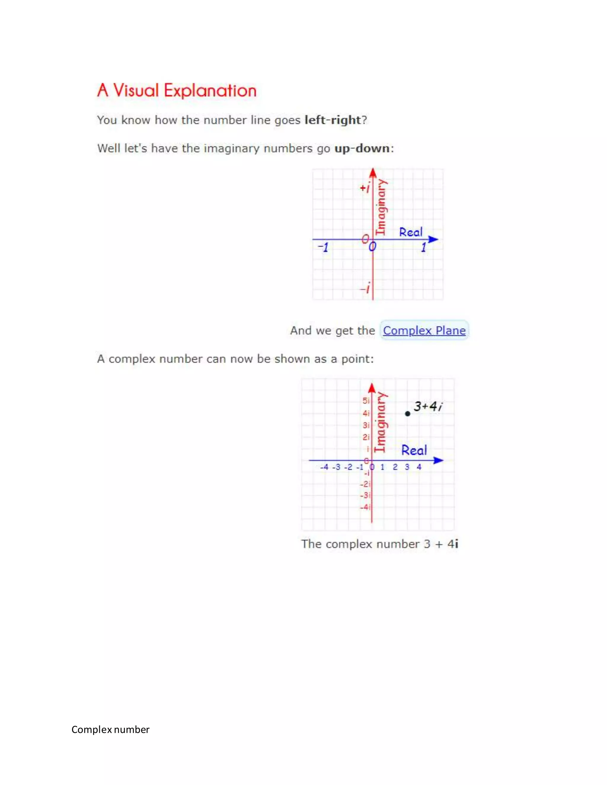 A combination of a real and an imaginary number in the form | DOCX ...