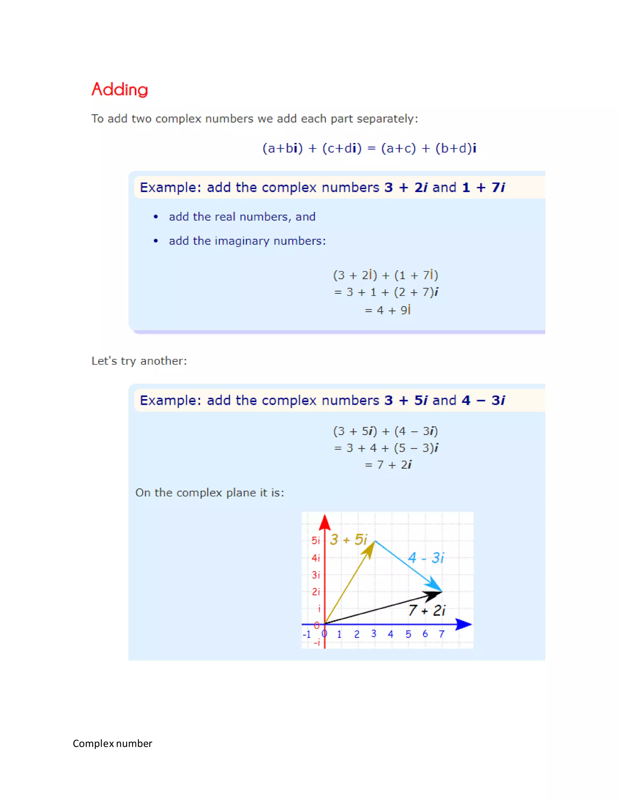 A combination of a real and an imaginary number in the form | DOCX ...
