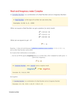 A combination of a real and an imaginary number in the form | DOCX
