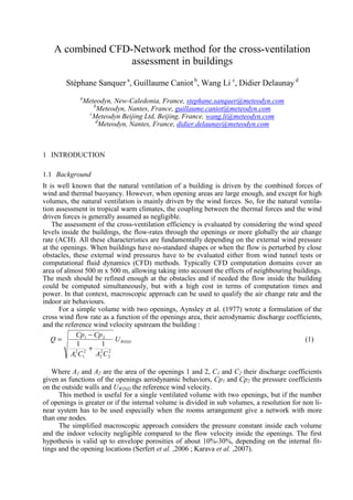 A combined cfd network method for the natural air ventilation - icwe13 | PDF