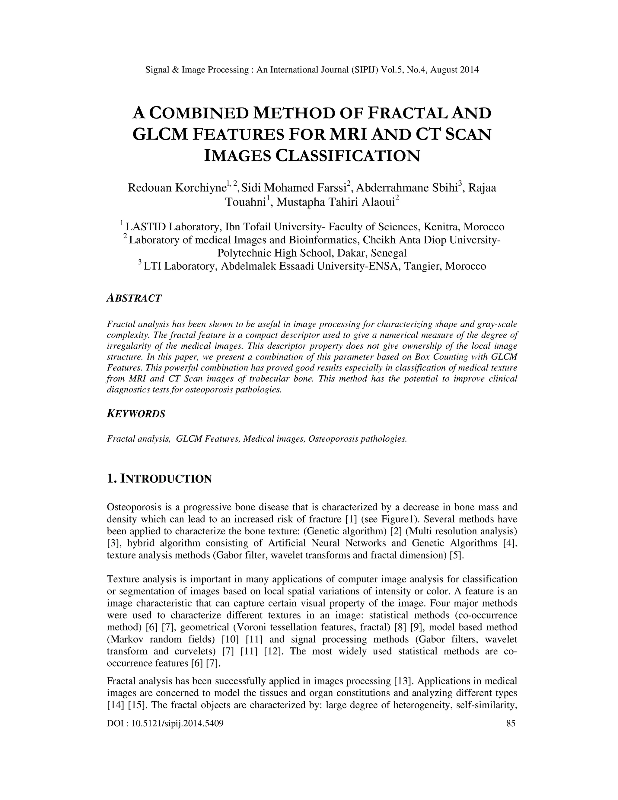 A Combined Method Of Fractal And Glcm Features For Mri And Ct Scan Images Classification Pdf
