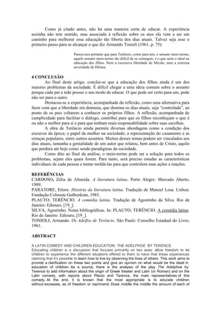A comédia latina e a educação dos filhos | DOCX