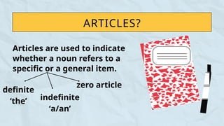 Use of articles, explanation rules ,games | PPTX