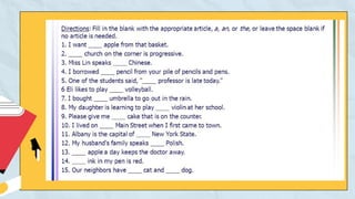 Use of articles, explanation rules ,games | PPT