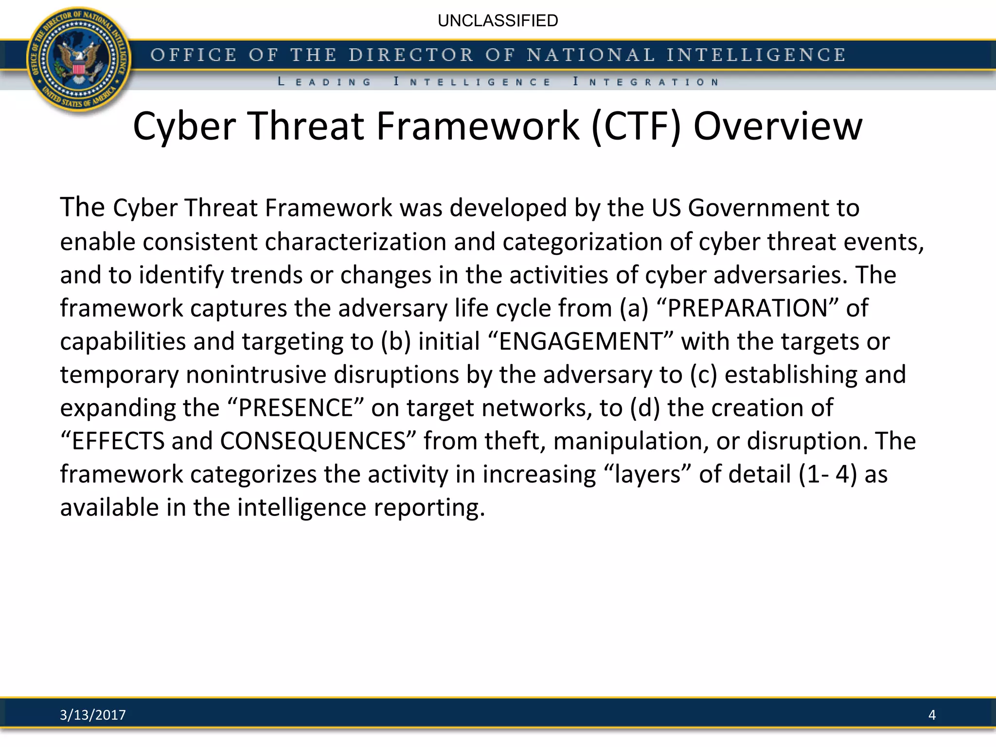 Cyber Threat Intelligence Integration Center -- ONDI | PPT