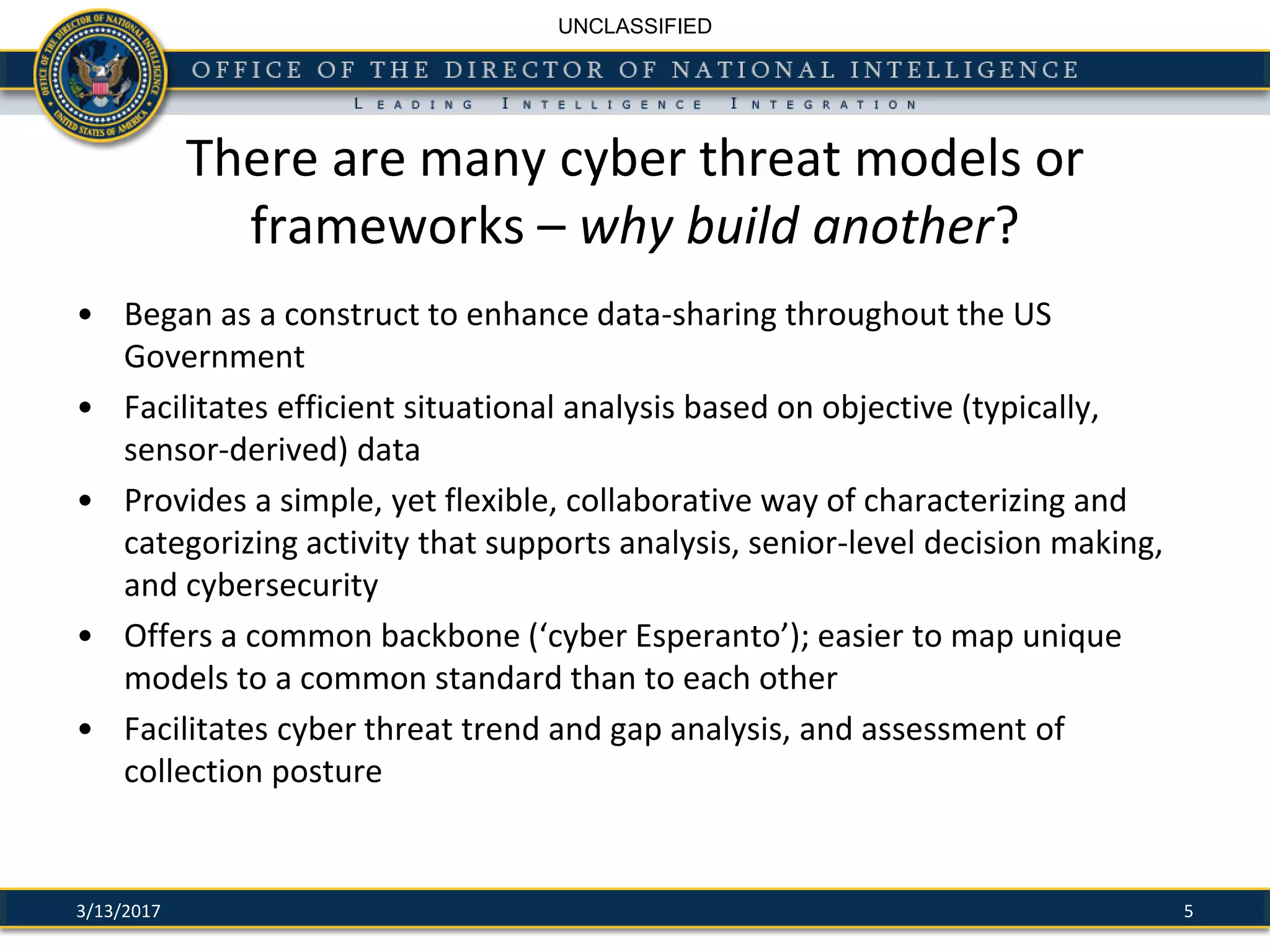 Cyber Threat Intelligence Integration Center -- ONDI | PPT