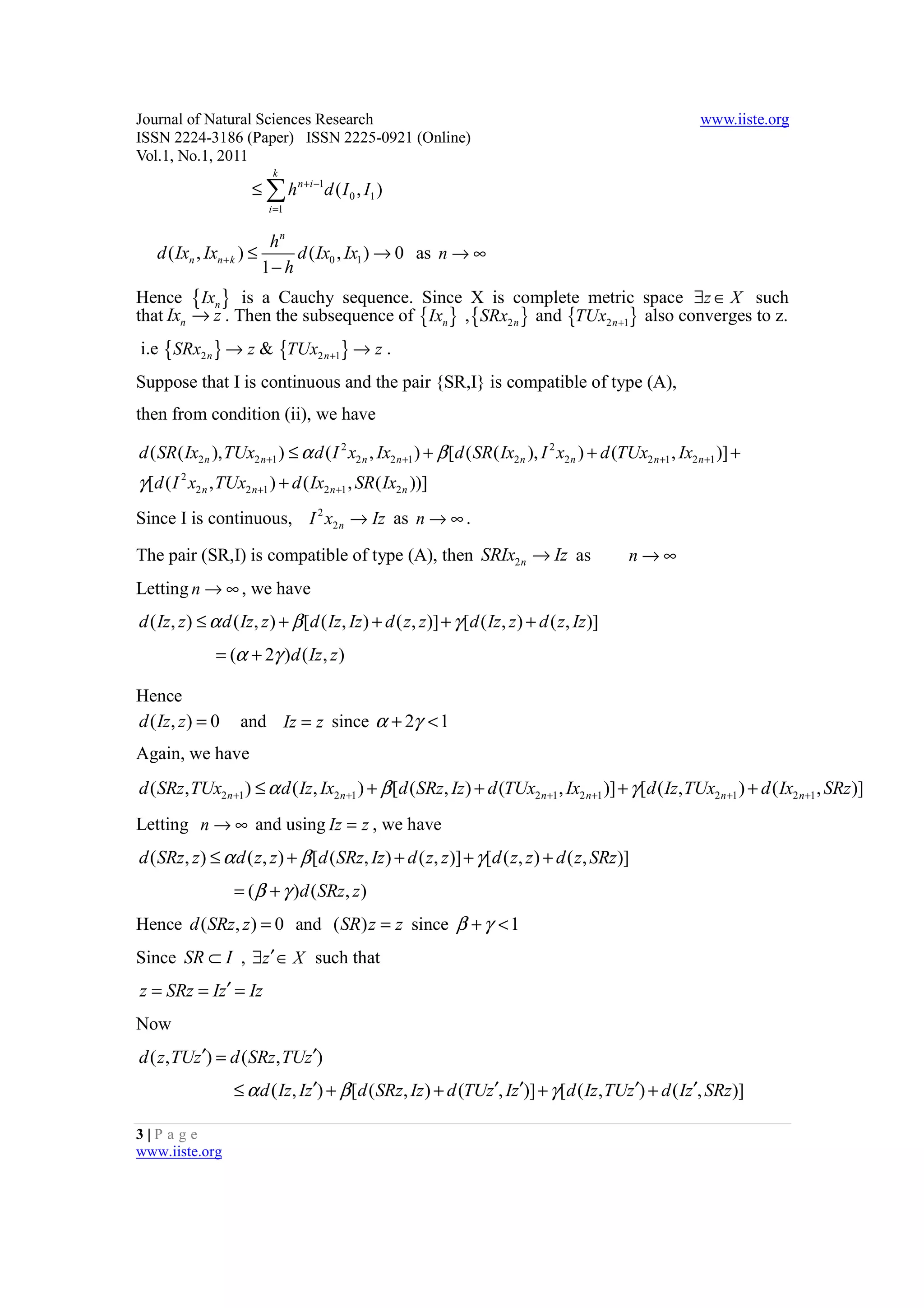 A Common Fixed Point Theorem For Compatible Mapping