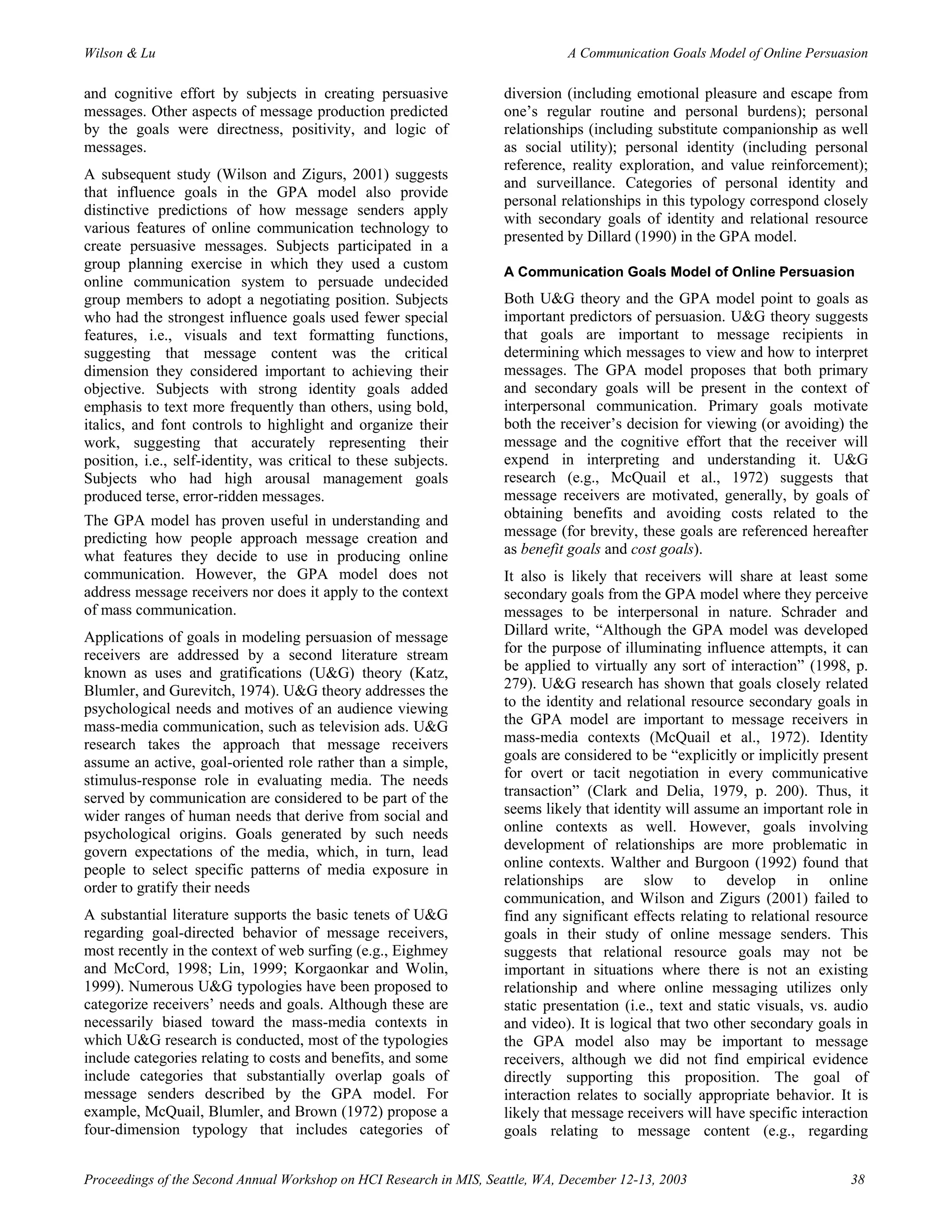 A communications goals model of online persuasion | PDF