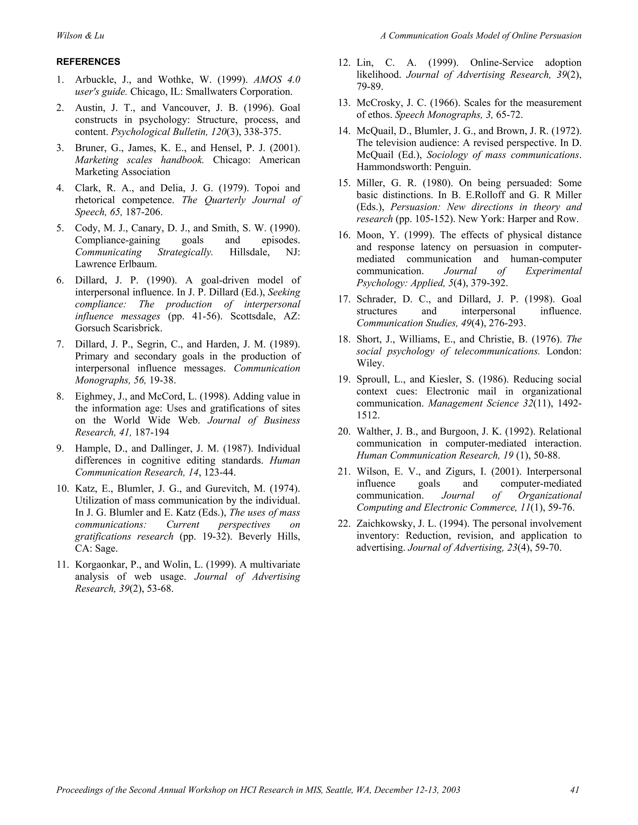 A communications goals model of online persuasion | PDF