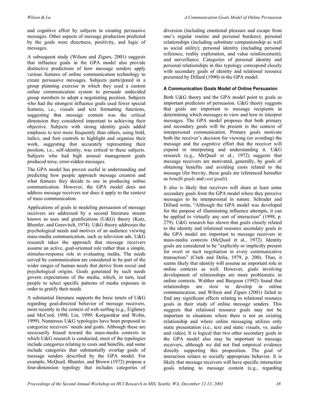 A communications goals model of online persuasion | PDF