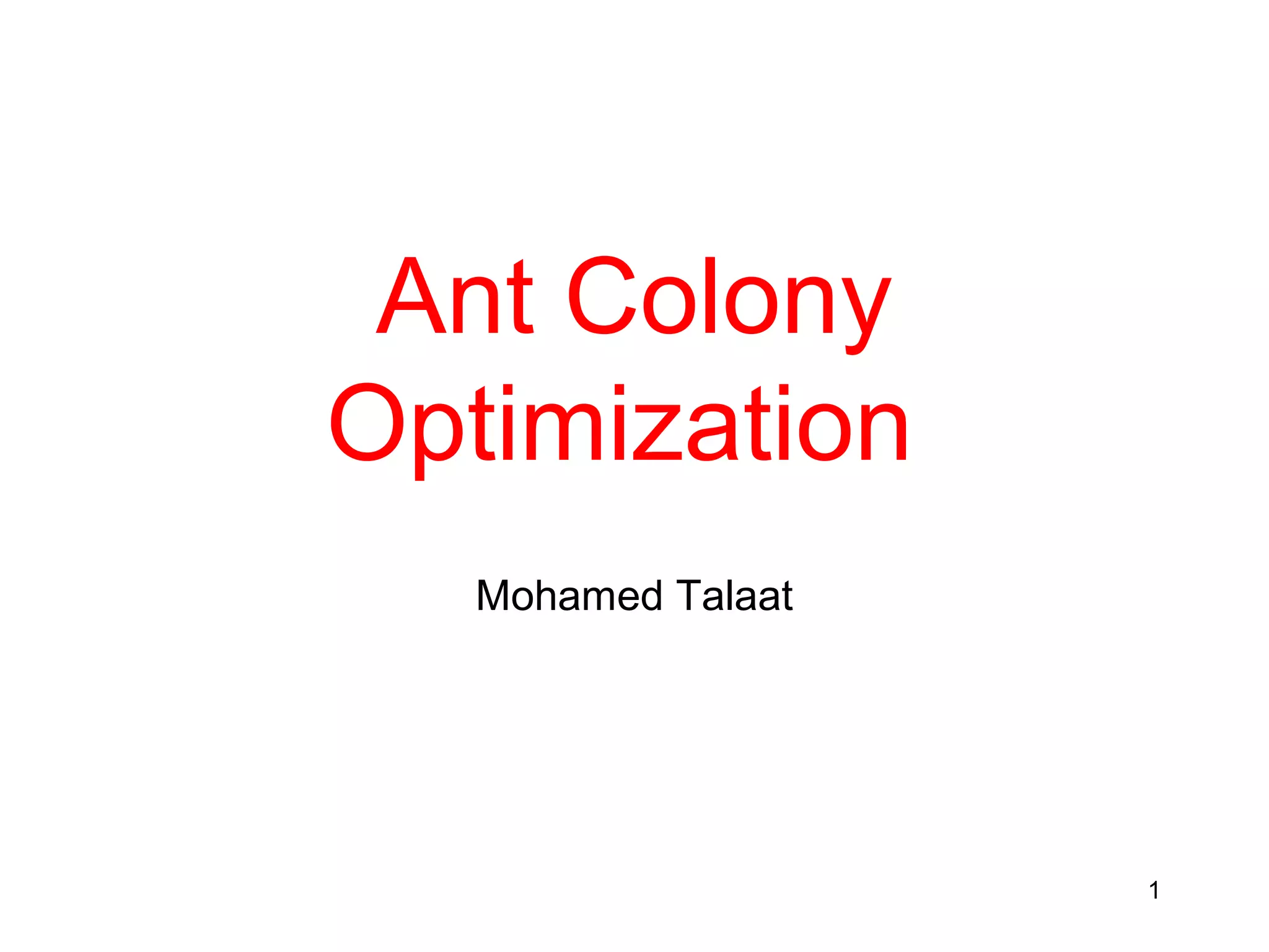 Ant Colony Optimization Aco Ppt