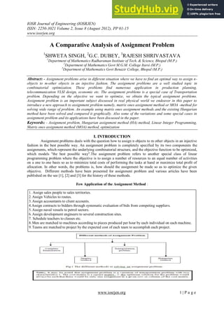 A Comparative Analysis Of Assignment Problem | PDF