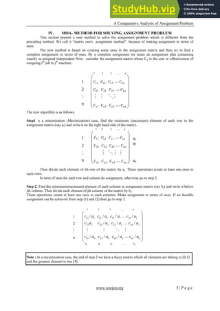 A Comparative Analysis Of Assignment Problem | PDF
