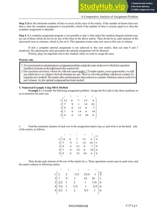 A Comparative Analysis Of Assignment Problem | PDF