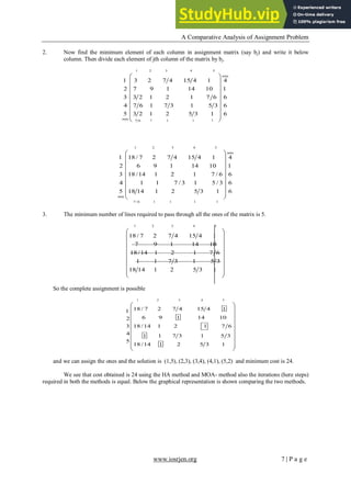 A Comparative Analysis Of Assignment Problem | PDF