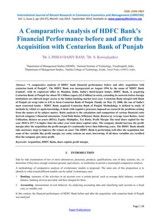A Comparative Analysis of HDFC Bank’s Financial Performance before and ...