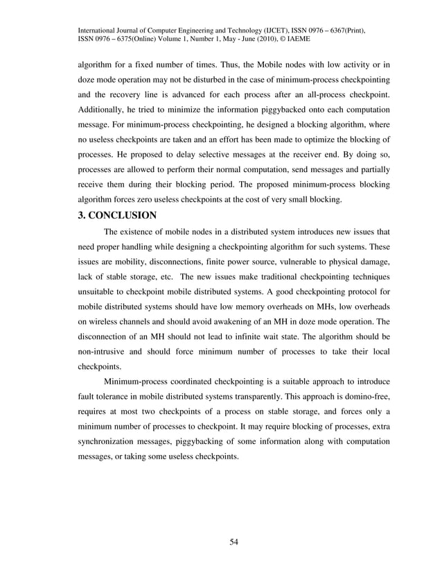 A Comparative Analysis Of Minimum Process Coordinated Checkpointing Pdf