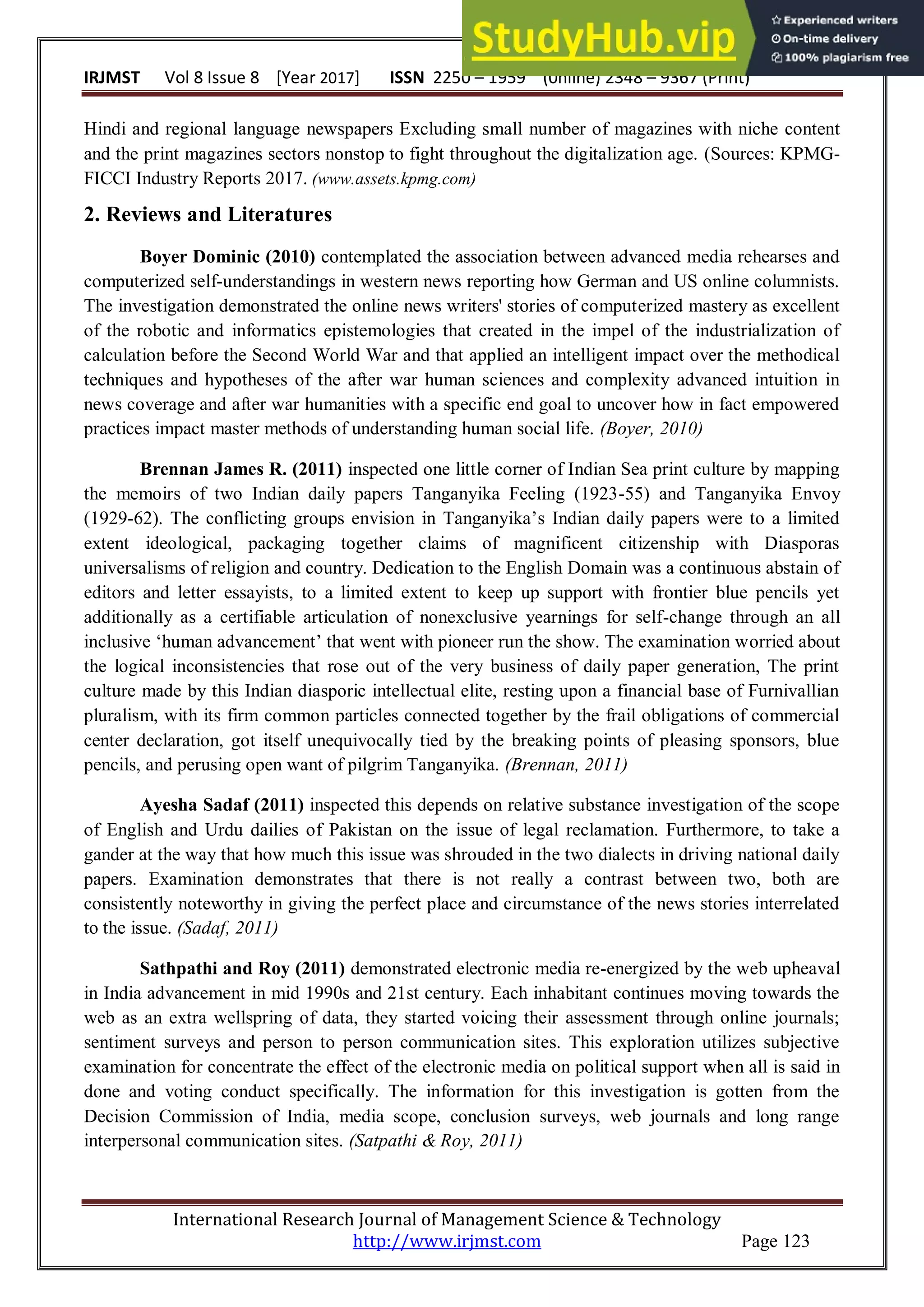A Comparative Analysis Of Print Vs. Online News Media Parveen | PDF