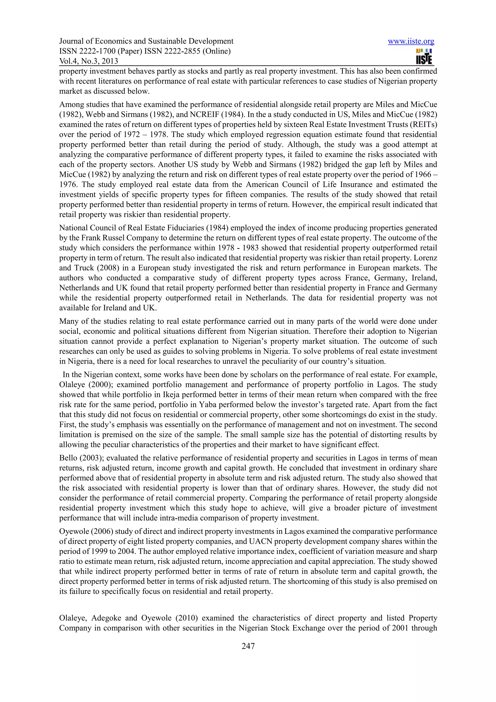 A comparative analysis of residential and retail commercial | PDF