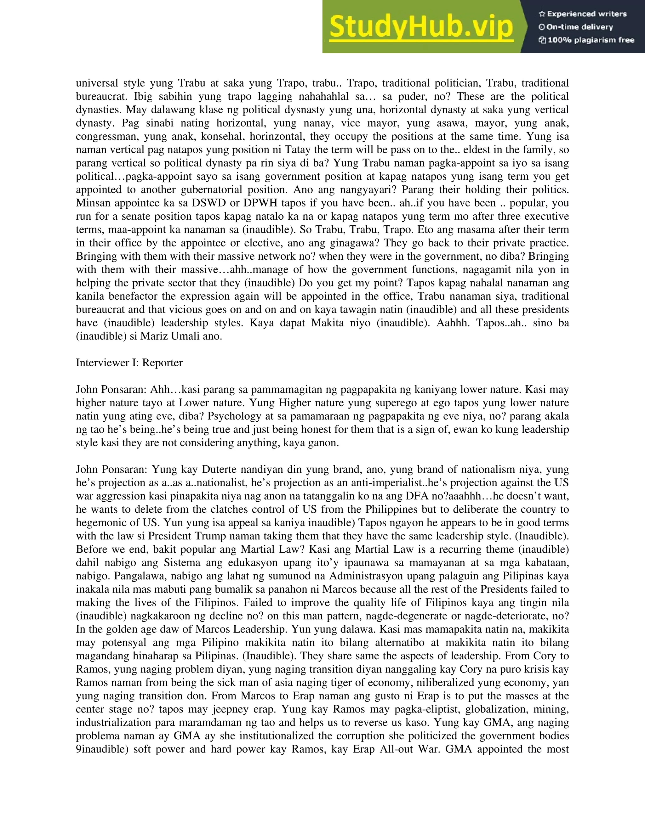A Comparative Analysis On The Political Leadership Style Of The ...