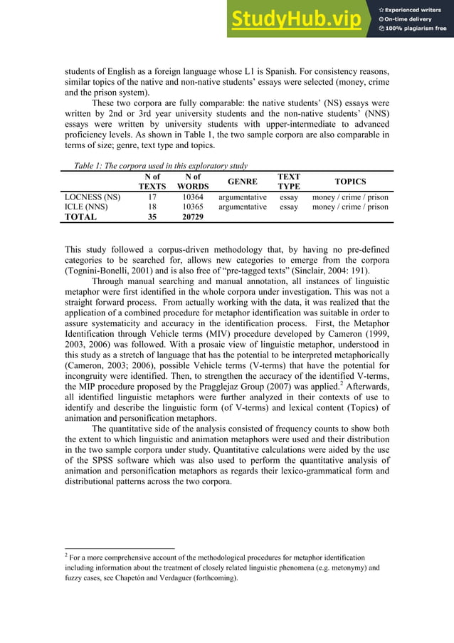 A Comparative Corpus-Driven Study Of Animation Metaphor In Native And Non-Native Student Writing ...