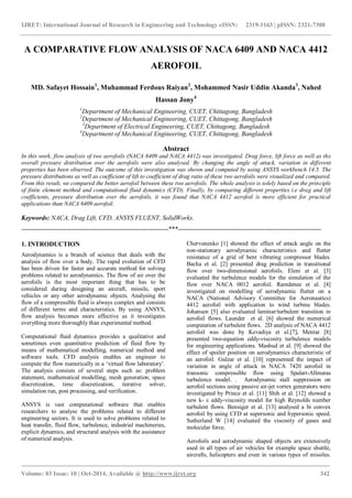 A comparative flow analysis of naca 6409 and naca 4412 aerofoil | PDF ...