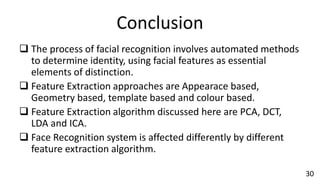 A comparative review of various approaches for feature extraction in Face recognition | PPT