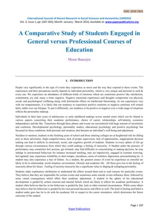A Comparative Study of Students Engaged in General versus Professional ...